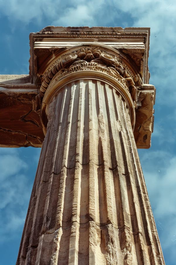 Close Up View of a Column with a Clear Blue Sky in the Background ...