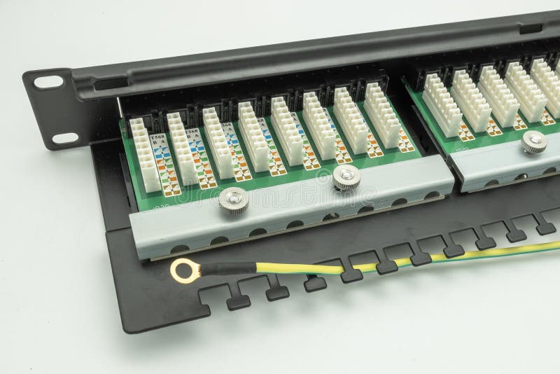 Close-up View Of A Commercial, 24-port Cat5e Ethernet Patch Panel. Stock Photo - Image of ...