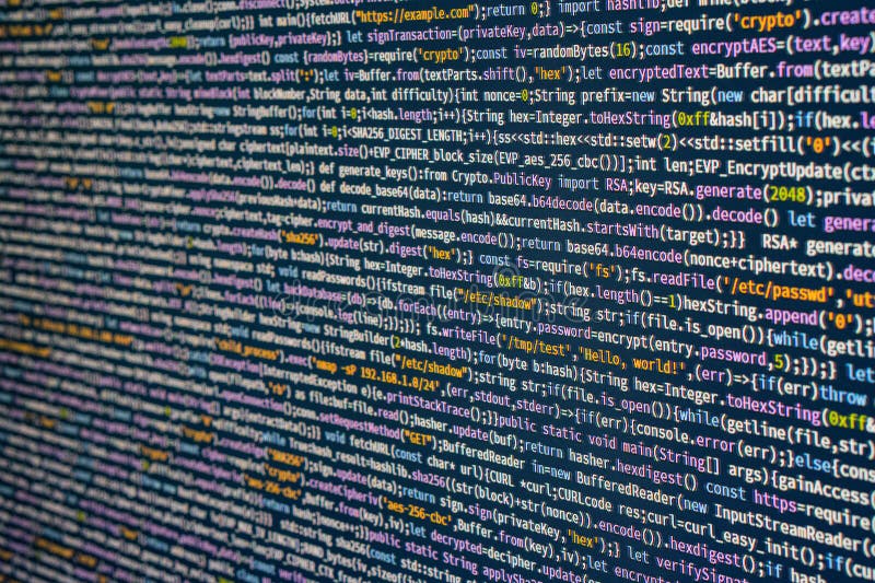 Close-up View of a Complex Code on a Computer Screen, Emphasizing the ...