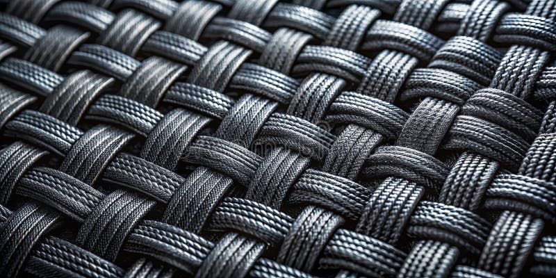 Close-up View of a Complex, Dark Gray Woven Textile Pattern Exhibiting ...