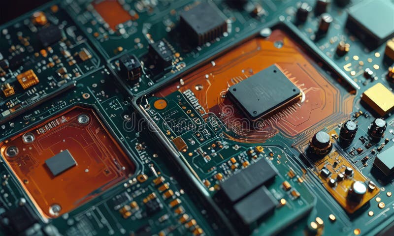 Close Up Circuit Board with Micro Processor Stock Illustration ...