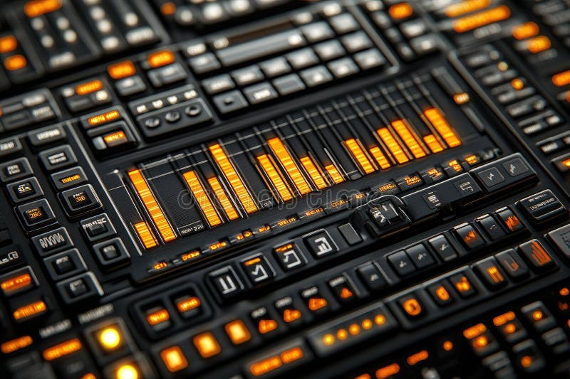 Futuristic Audio Mixer Control Panel: Close-up View Stock Illustration ...