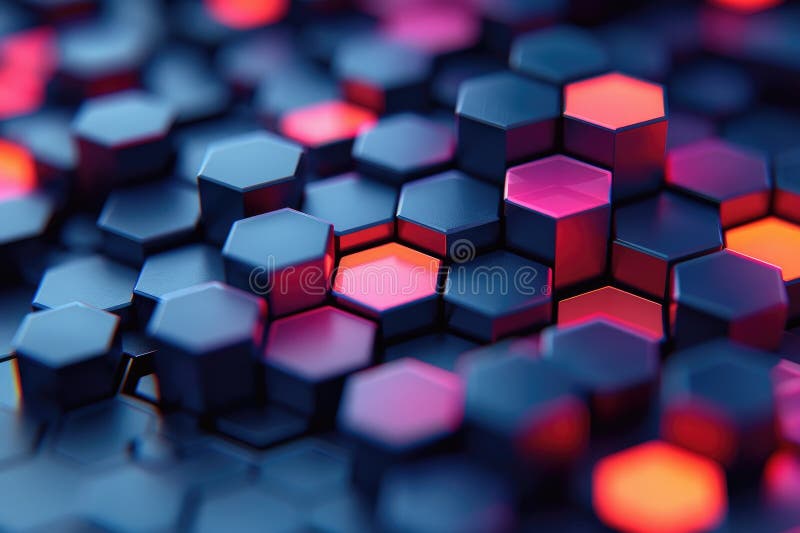 Abstract Hexagon Pattern: Glowing 3D Geometric Shapes Stock ...