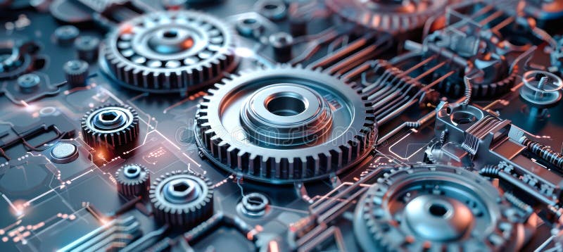 A Close-up View of a Complex Machine with Intricate Gears Interlocked ...
