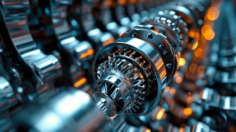 Close-up View of a Complex Machine with Numerous Gears Working Together ...