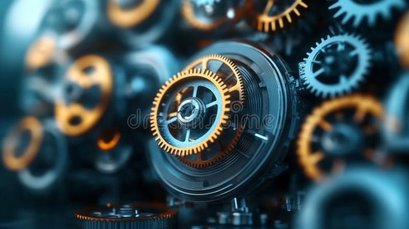 Close-Up View of Complex Metal Gears. Interlocking Teeth Displaying ...