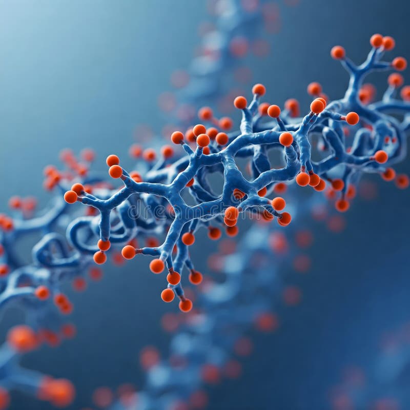 A Close-up View of a Complex Molecular Structure with Blue Strands and ...