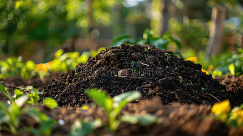 Close-up View of a Compost Pile in a Garden Setting, Highlighting the ...
