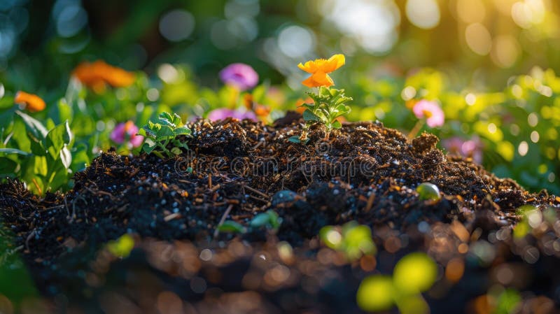 Close-up View of a Compost Pile in a Garden Setting, Highlighting the ...