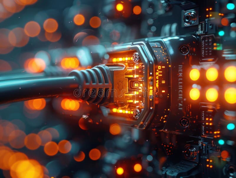 Close Up View of Computer Cable Stock Photo - Image of computer, plug ...