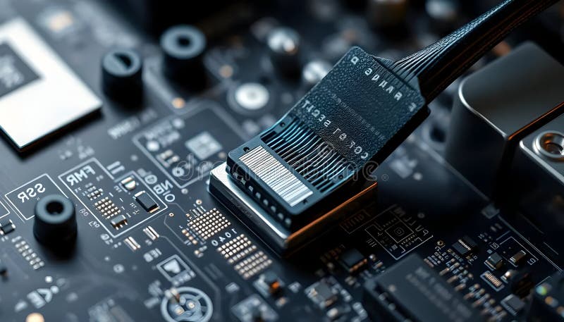A Close Up View of a Computer Circuit Board and Connector Stock ...
