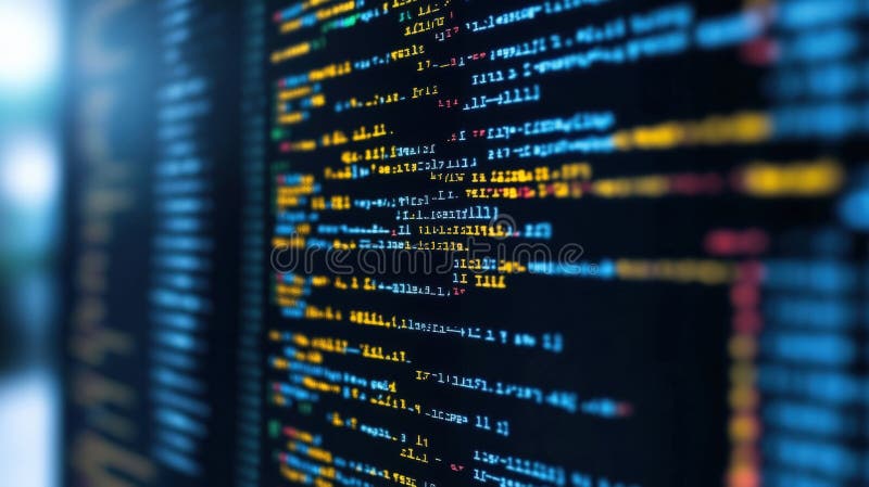 Close-up View of Computer Code Stock Illustration - Illustration of screen, future: 374485089