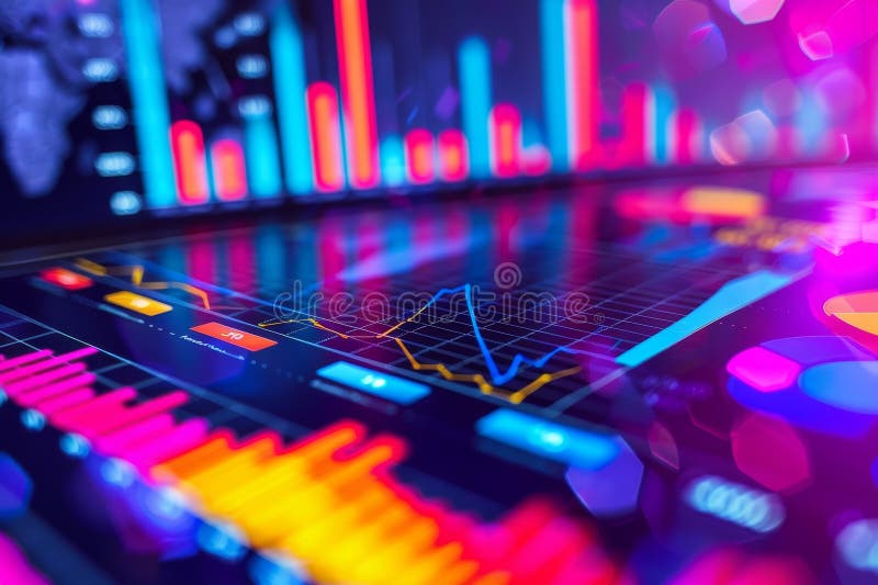 A Close Up View of a Computer Keyboard with Colorful Lights Shining on ...