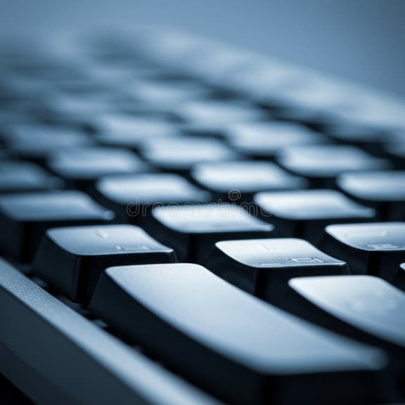 Close-up View of a Computer Keyboard, Featuring a Series of Black Keys ...