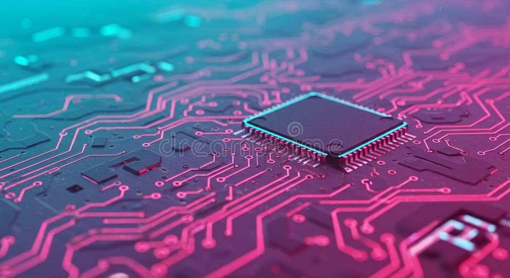 A Close-up View of a Computer Microchip on a Circuit Board, with ...