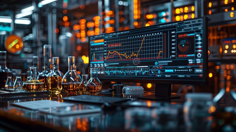 Close-Up View of a Computer Monitor Displaying Data in a Laboratory Setting Stock Photo - Image ...