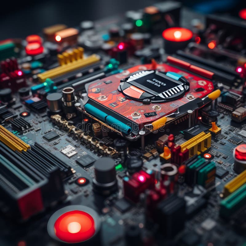 A Close Up View of a Computer Motherboard Stock Illustration ...