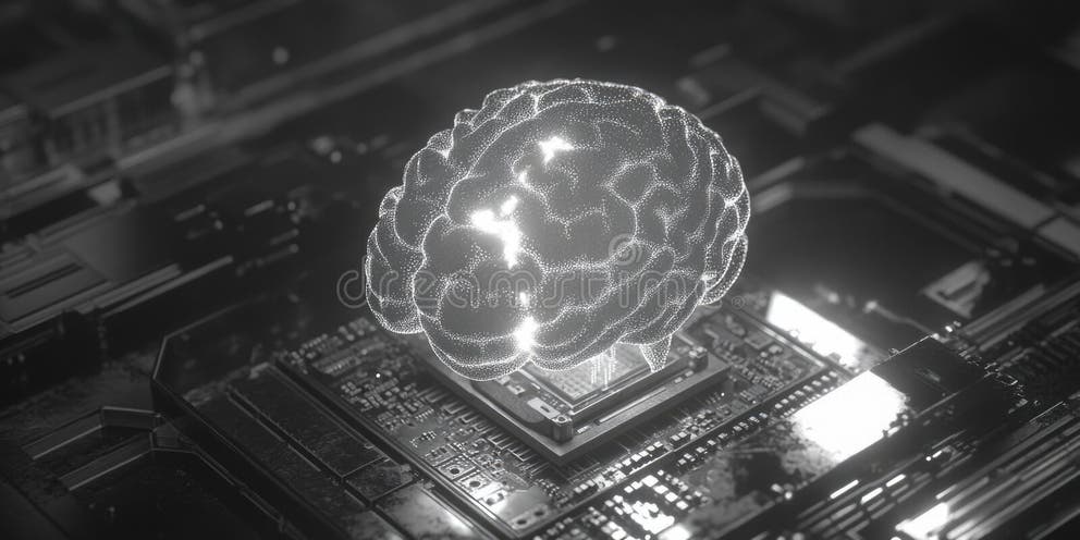 Computer Motherboard with Brain Stock Image - Image of motherboard ...