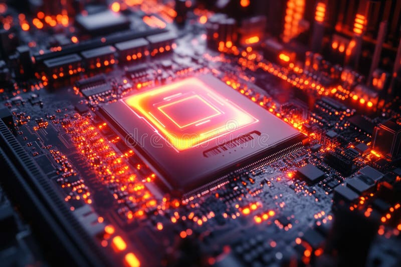 Close-up View of a Computer Motherboard Components and Circuitry Stock ...