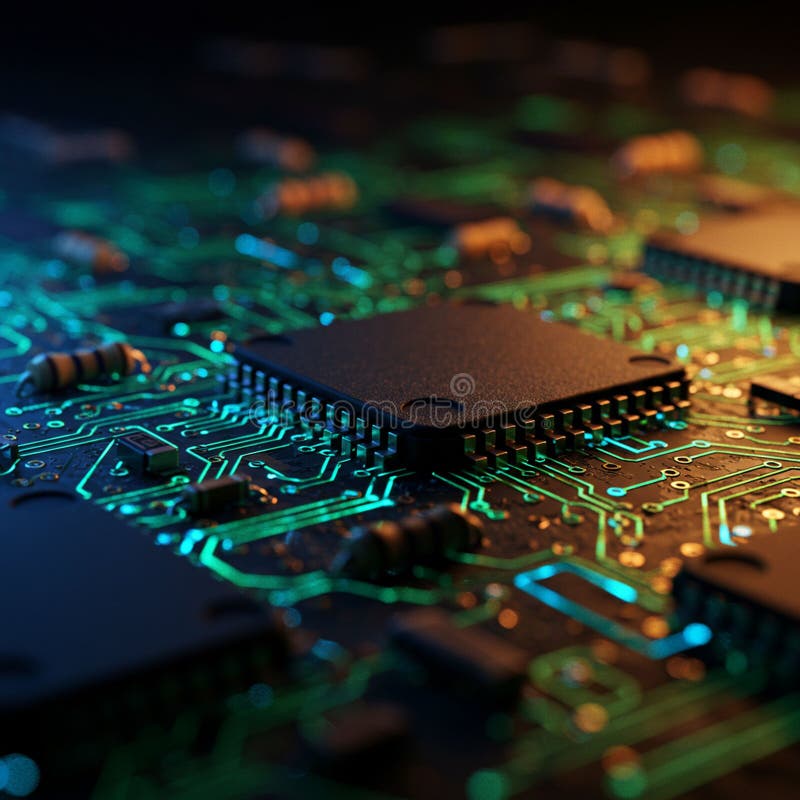 A Close-up View of a Computer Motherboard Features Several Integrated ...