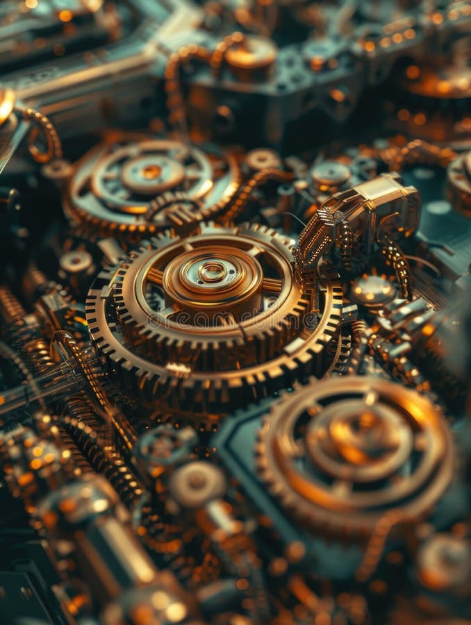 Close-up View of a Computer Motherboard Showing Intricate Gears and ...