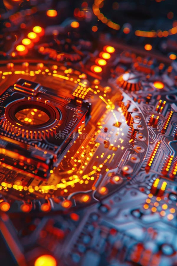 Close Up View Computer Motherboard Various Components Wiring Stock ...