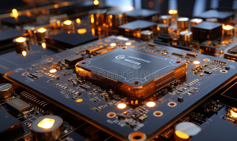 Close Up View of a Computer Processor Stock Image - Image of microchip ...