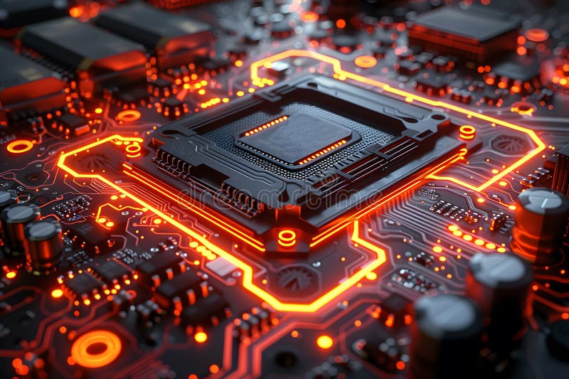 Close Up View of a Computer Processor. Generative AI Stock Illustration ...
