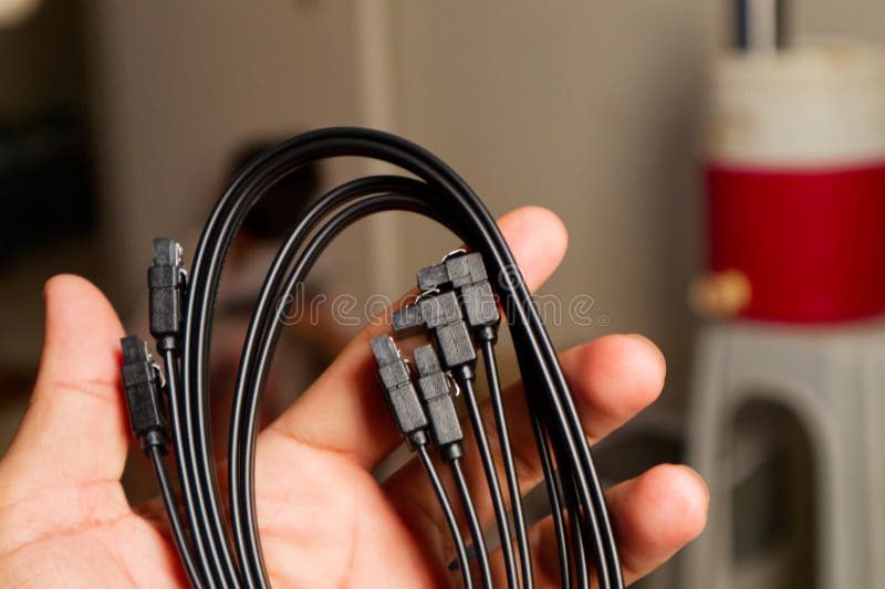 Close-up View of a Computer SATA Cable Connector Stock Photo - Image of ...