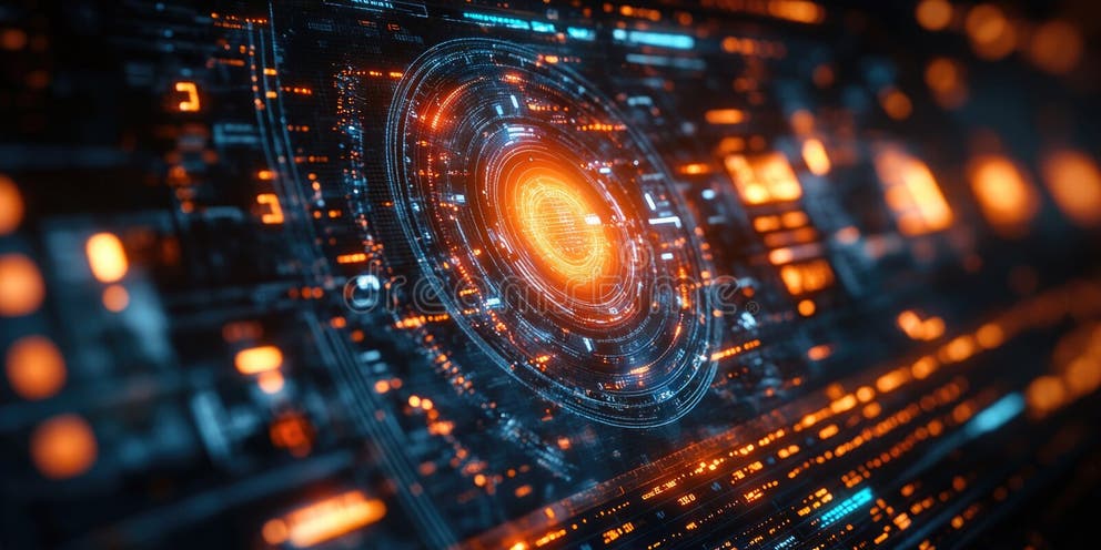 A Close-up View of a Computer Screen with a Bright, Pulsing Circle ...