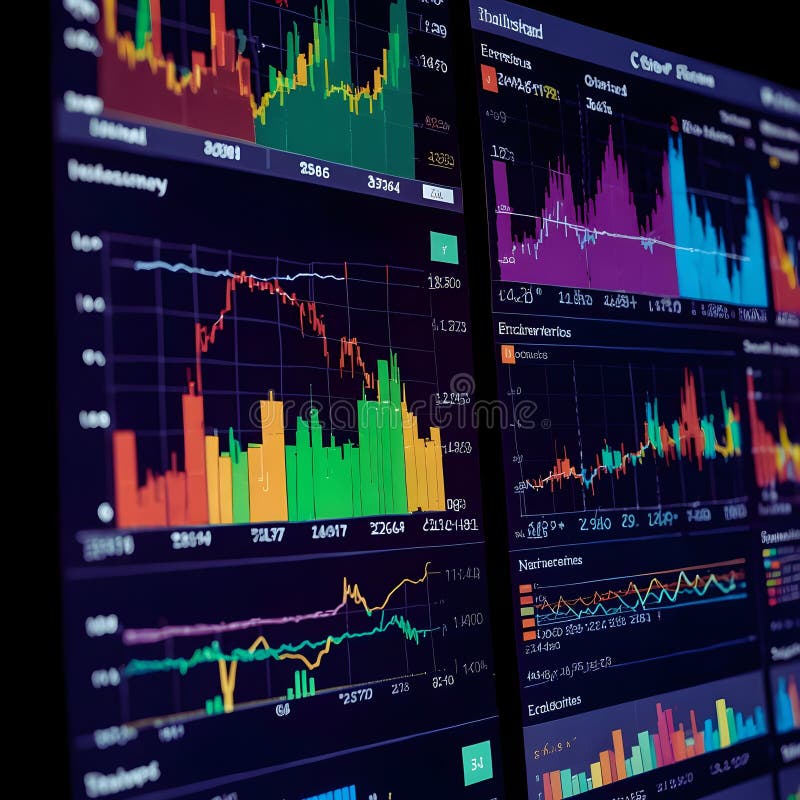 A Close-up View of a Computer Screen Displaying Various Graphs. T Stock Photo - Image of ...