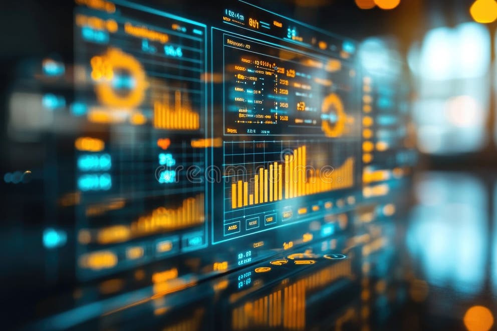 Close-up View of a Computer Screen Showing Graphs and Charts, Ideal for ...