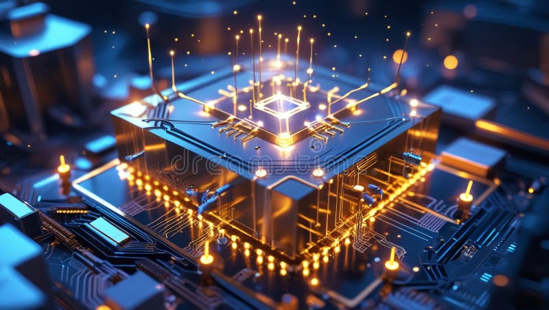 Close-up View of Computing Power of the Future Illustration Stock ...