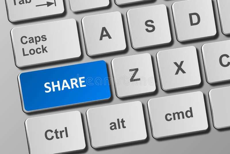 Keyboard with share button stock illustration. Illustration of blog ...