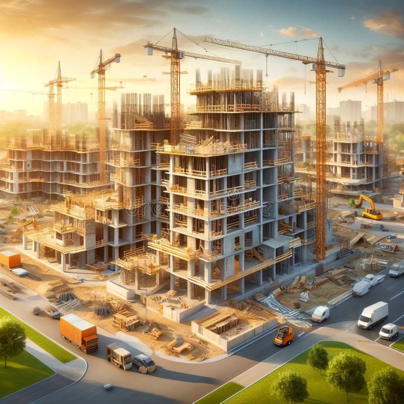 Close-up View of a Construction Site Behind a House Under Construction ...