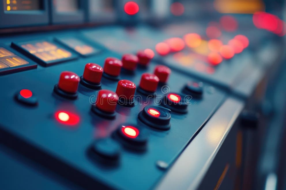 Control Panel with Red Buttons Stock Image - Image of panel, stop ...