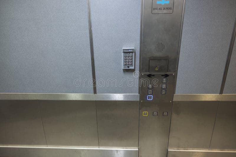 Close Up View of Control Panel of Elevator Cabin. Stock Photo - Image ...