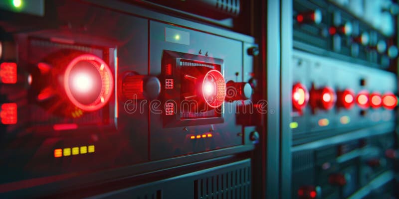 A Close-up View of a Control Panel with Red Lights Stock Image - Image ...