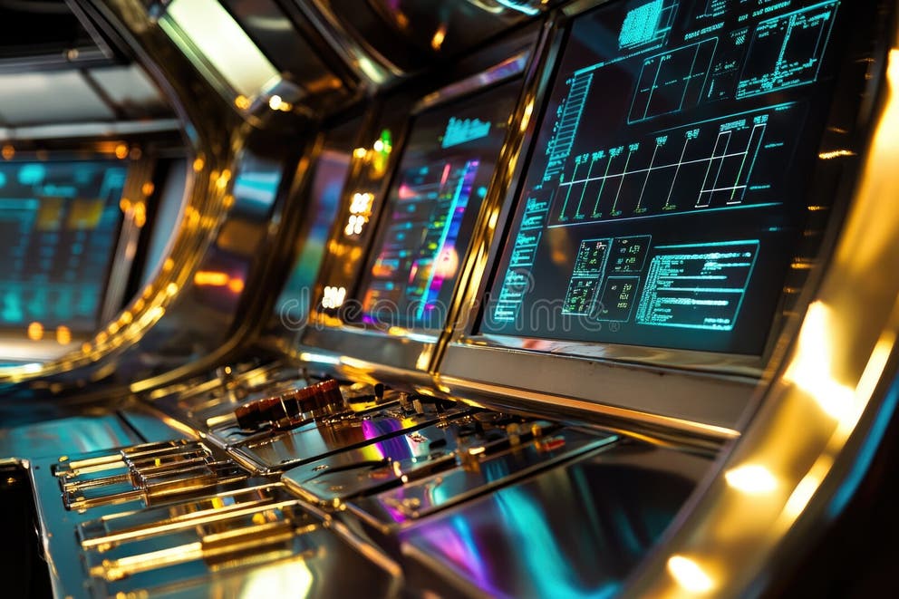 A Close-up View of a Control Panel in a Room Stock Photo - Image of ...