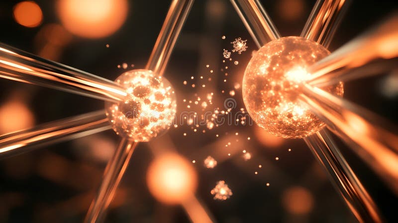 Atomic Particles Interacting during Nuclear Fission Process Stock ...