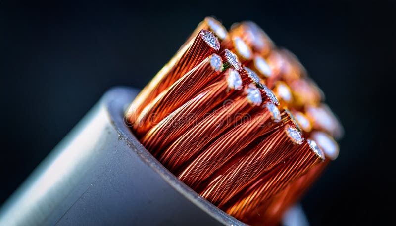 Close-up View of Copper Electrical Wire Showing Fine Strands and ...