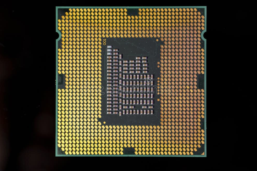 Close-up View of a CPU (Central Processing Unit) with Visible Pins and ...