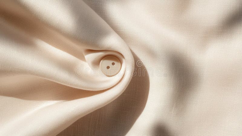 A Close-up View of a Cream-colored Button on a Light Beige Fabric ...