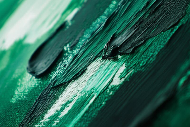 Close-up View of Creative Green Paintbrush Strokes Highlighting Texture ...