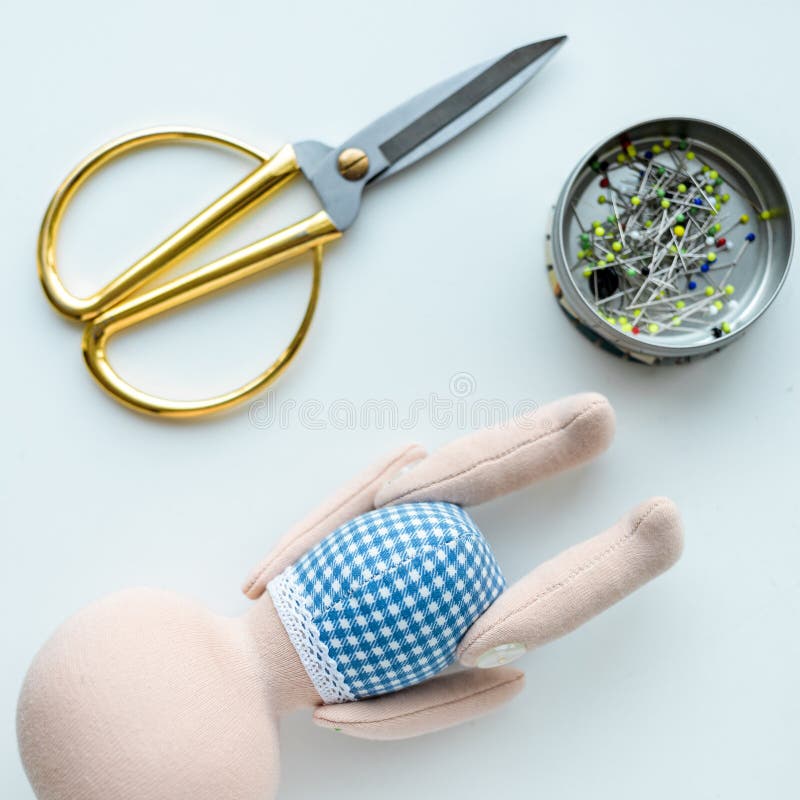 Close-up View on the Creative Process of Sewing Doll, Details of Doll ...