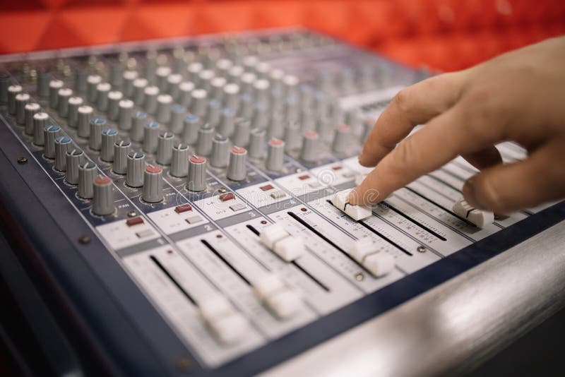 Close-up View of Cropped Man Adjusting Mixing Controller Stock Photo ...