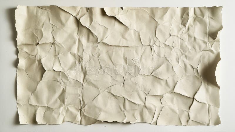 A Close-Up View of a Crumpled, Off-White Paper Sheet Stock Illustration ...