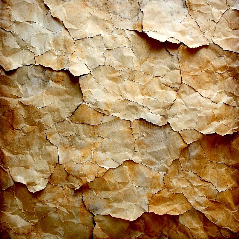 A Close-up View of Crumpled Paper with Rich Textures and Warm, Rustic ...