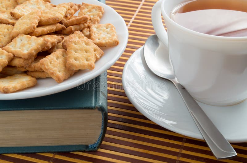 Close-up View on a Cup of Tea and Crackers Stock Photo - Image of tasty ...