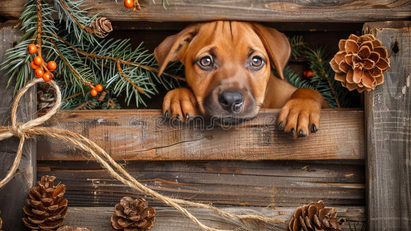 Close Up View of a Cute Puppy Inside a Gift Box, Creating an Adorable ...